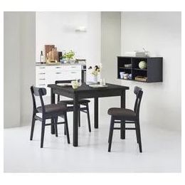 Esstisch HAMMEL FURNITURE "Basic Dinex, ausziehbar, mit Einlegeplatten - Furnier/Massivholz", grau (wenge), B:90cm H:76cm T:90cm, Tischplatte: Furnier gebeizt und lackiert;Gestell: Massivholz, Tische, Esstisch, Furnier / Massivholz, in zwei Breiten, stabiler d&auml;nische Design Tisch