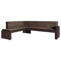 Eckbank exxpo - SOFA FASHION "Cortado, elegant und modern mit hohem Sitzkomfort", braun (braun, braun), B:197cm H:89cm T:264cm, Strukturstoff (88%Polyester, 12% Nylon) mit Absatz Luxuskunstleder;Luxus-Microfaser (Zusammensetzung: 10% Baumwolle, 90% Polyester), Sitzb&auml;nke, Eckbank, hohe Bodenfreiheit, sch&ouml;ne Detailverarbeitung, wahlweise Lederbezug