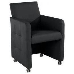Sessel exxpo - SOFA FASHION "Barista Clubsessel auf Rollen, schmale Armlehnen, aktuelles Design", schwarz, B:61cm H:88cm T:70cm, Sessel, Sessel, bequem und komfortabel, Breite 61 cm