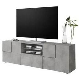Lowboard Home Affaire "Dama Breite 181 cm, TV-Board 2 T&uuml;ren, 1 Schubkasten, TV-Schrank", grau (beton, optik), Sideboards, Lowboard, Front in 3D-Optik, viel Stauraum, verschiedene Farben