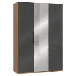 Kleiderschrank wimex "Level by fresh to go", grau (plankeneichefarben, grauglas), B:150cm H:216cm T:58cm, Schr&auml;nke, Kleiderschrank Dreht&uuml;renschrank, mit Glas- und Spiegelt&uuml;ren