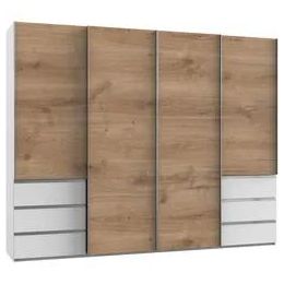 Schwebet&uuml;renschrank wimex "Level by fresh to go", wei&szlig; (wei&szlig;, plankeneichefarben), B:300cm H:236cm T:65cm, Schr&auml;nke, Schwebet&uuml;renschrank, mit Synchron&ouml;ffnung