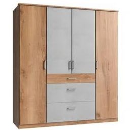 Kleiderschrank wimex "Click", grau (plankeneichefarben, beton, nachbildung lichtgrau), B:180cm H:199cm T:58cm, Schr&auml;nke, Kleiderschrank Dreht&uuml;renschrank, ohne Spiegel