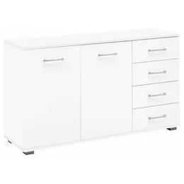 Kombikommode Priess "Barcelona mit 4 Schubk&auml;sten und T&uuml;r in 6 Farben", wei&szlig;, B:123cm H:71cm T:38cm, Holzwerkstoff, Sideboards, Kombikommode
