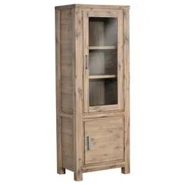 Vitrine GUTMANN FACTORY "Tunis", beige (sandfarben), B:67cm H:180cm T:45cm, Holz teilmassiv, Schr&auml;nke, Vitrine, H&ouml;he 180 cm