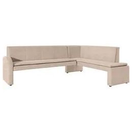 Eckbank exxpo - SOFA FASHION "Cortado, elegant und modern mit hohem Sitzkomfort", beige, B:197cm H:89cm T:264cm, Strukturstoff (88%Polyester, 12% Nylon) mit Absatz Luxuskunstleder;Luxus-Microfaser (Zusammensetzung: 10% Baumwolle, 90% Polyester), Sitzb&auml;nke, Eckbank, hohe Bodenfreiheit, sch&ouml;ne Detailverarbeitung, wahlweise Lederbezug