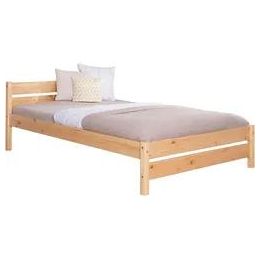 Massivholzbett Ticaa "Bora", beige (kiefer massiv natur lackiert), B:147,2cm, Betten, Massivholzbett, ideal f&uuml;rs Kinder- und Jugendzimmer, inklusive Rollrost