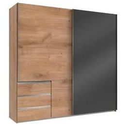 Schwebet&uuml;renschrank wimex "Level by fresh to go", grau (plankeneichefarben, grauglas), B:200cm H:236cm T:65cm, Schr&auml;nke, Schwebet&uuml;renschrank, mit Glast&uuml;r