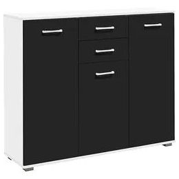 Kombikommode Priess "Barcelona mit 4 Schubk&auml;sten und T&uuml;r in 6 Farben", schwarz-wei&szlig; (wei&szlig;, schwarz), B:123cm H:103cm T:38cm, Holzwerkstoff, Sideboards, Kombikommode