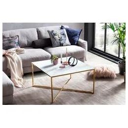 Couchtisch Salesfever "Caorle Coffeetable im eleganten Stil", wei&szlig; (wei&szlig;, gold, gold, wei&szlig;), B:80cm H:45cm T:80cm, Tische, Couchtisch, Eleganz trifft Funktion: Tischplatte in Marmoroptik