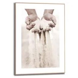 Bild Reinders "Gerahmtes Bild Sand durch die Finger Leere H&auml;nde - Sandkorn - Verlust", gr&uuml;n (farbe bild(er): khaki), B:50cm H:70cm, MDF, Bilder, Bild