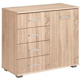 Kombikommode Priess "Barcelona mit 4 Schubk&auml;sten und T&uuml;r in 6 Farben", braun (struktureichefarben hell), B:82cm H:71cm T:38cm, Holzwerkstoff, Sideboards, Kombikommode