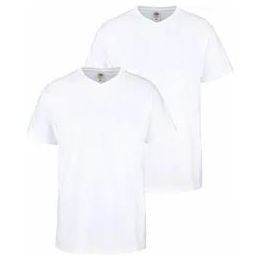 T-Shirt Fruit of the Loom, Herren, Gr. S (48), wei&szlig;, Single Jersey, Obermaterial: 100% Baumwolle, unifarben, schmal, V-Ausschnitt, Shirts T-Shirt, mit V-Ausschnitt