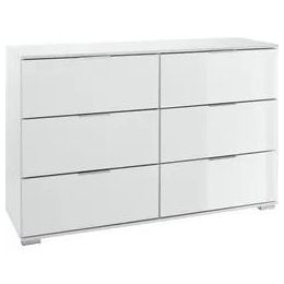 Schubkastenkommode wimex "Easy", wei&szlig; (wei&szlig;, wei&szlig;glas), B:130cm H:83cm T:41cm, Sideboards, mit Glas- oder Spiegelfront