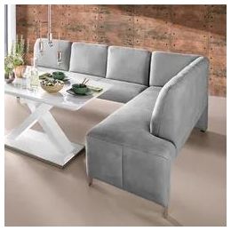 Eckbank exxpo - SOFA FASHION "Intenso, modern, wahlweise in Leder oder Textil, 264/197 cm (B/T)", grau (hellgrau), B:264cm H:91cm T:197cm, NaturLeder;Strukturstoff (Zusammensetzung: Polyester 100%);Luxus-Microfaser (Zusammensetzung: Aufgeflockte 100% Polyester Schicht mit Pr&auml;gung);Cord (Zusammensetzung: Polyester 100%), Sitzb&auml;nke, Eckbank, hohe Bodenfreiheit, frei im Raum stellbar, hoher Sitzkomfo