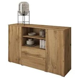 Sideboard OTTO HOME "PARIS", beige (eichefarbe votan, eichefarbe votan), B:140cm H:88,5cm T:39,5cm, Sideboards, Sideboard, Moderne 140cm breite grifflose Kommode, vielseitig einsetzbar