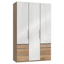 Kleiderschrank wimex "Level by fresh to go", braun (plankeneichefarben, wei&szlig;glas), B:150cm H:236cm T:58cm, Schr&auml;nke, Kleiderschrank Dreht&uuml;renschrank, mit vollfl&auml;chigen Glast&uuml;ren