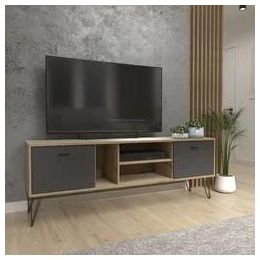 Lowboard FORTE "NeyleTV-Board, TV-Schrank", schwarz (artisan eiche, schwarz), B:163,1cm H:58cm T:41,5cm, Dekorfolie, Holzwerkstoff, Sideboards, Lowboard, Breite ca. 163 cm