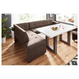Eckbank exxpo - SOFA FASHION "Barista", braun, B:197cm H:82cm T:265cm, Microfaser (Zusammensetzung: 100% Polyester);Lederfaserstoff (Grundgewebe 41% Lederfaser, 39% Polyester, 20% Baumwolle), Sitzb&auml;nke, Eckbank, Frei im Raum stellbar