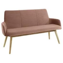 Sitzbank OTTO products "Alessja", braun (zimt, eiche natur), B:160cm H:90cm T:60cm, Holzwerkstoff, Massivholz, Polyester, Sitzb&auml;nke, Essbank Sitzbank, Breite 160 cm, Bezug aus Microfaser, Gestell aus Eiche Massivholz