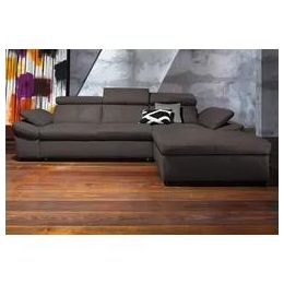 Ecksofa exxpo - SOFA FASHION "Salerno, Funktionssofa, Breite 280cm, hoher Sitzkomfort, L-Form", grau (anthrazit), B:280cm H:77cm T:170cm, Microfaser-Primabelle (100% Polyester);NaturLEDER;Kunstleder;Lederfaserstoff;Luxus-Microfaser Lederoptik, Sofas, Ecksofa, inkl. Kopf- und Armteilverstellung, wahlweise mit Bettfunktion