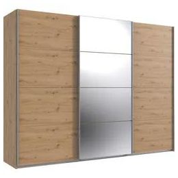 Schwebet&uuml;renschrank wimex "Norderstedt", braun (artisan eiche nachbildung, spiegel), B:270cm H:210cm T:64cm, Schr&auml;nke, Schwebet&uuml;renschrank, INKLUSIVE 2 Stoffboxen und 2 zus&auml;tzliche Einlegeb&ouml;den, mit Spiegel