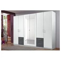 Kleiderschrank wimex "Freiburg", wei&szlig; (wei&szlig;, graphit), B:270cm H:210cm T:58cm, Schr&auml;nke, Kleiderschrank Dreht&uuml;renschrank
