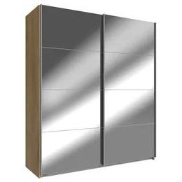 Schwebet&uuml;renschrank wimex "Easy", braun (plankeneichefarben, spiegel), B:135cm H:210cm T:65cm, Schr&auml;nke, Schwebet&uuml;renschrank, mit Vollspiegel