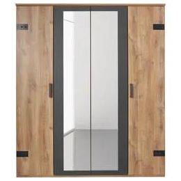 Dreht&uuml;renschrank wimex "Malm&ouml;, Kleiderschrank mit Spiegel, Made in Germany", grau (plankeneichefarben, graphit), B:180cm H:210cm T:58cm, Schr&auml;nke, Dreht&uuml;renschrank, im Industrial Look, 180 oder 225cm breit
