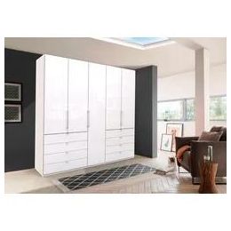 Faltt&uuml;renschrank Wiemann "Loft, Kleiderschrank, Schrank, W&auml;scheschrank, mit Glasfront", wei&szlig; (bianco, eiche, nachbildung, wei&szlig; glas), B:300cm H:216cm T:58cm, Schr&auml;nke, inkl. gep&auml;mpften Schubk&auml;sten und T&uuml;ren, mit Panorama&ouml;ffnung