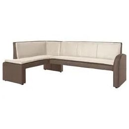 Eckbank exxpo - SOFA FASHION "Cortado, elegant und modern mit hohem Sitzkomfort", braun (braun, creme), B:157cm H:89cm T:244cm, Sitzb&auml;nke, Eckbank, hohe Bodenfreiheit, sch&ouml;ne Detailverarbeitung, wahlweise Lederbezug