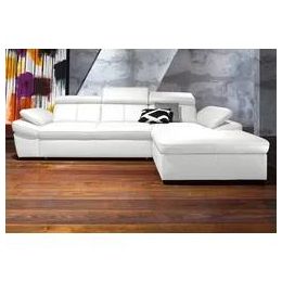 Ecksofa exxpo - SOFA FASHION "Salerno, Funktionssofa, Breite 280cm, hoher Sitzkomfort, L-Form", wei&szlig;, B:280cm H:77cm T:170cm, Microfaser-Primabelle (100% Polyester);NaturLEDER;Kunstleder;Lederfaserstoff;Luxus-Microfaser Lederoptik, Sofas, Ecksofa, inkl. Kopf- und Armteilverstellung, wahlweise mit Bettfunktion