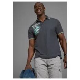 MAN'S WORLD Poloshirt MAN'S WORLD, Herren, Gr. 3XL (64/66), blau (nachtblau), Piqu&eacute;, Obermaterial: 100% Baumwolle, bedruckt, normal, Shirts, Kurzarm, l&auml;ssige Passform, mit trendigem Print, Polokragen