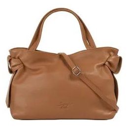 Henkeltasche Samantha Look, Damen, Gr. B/H/T: 33cm x 23cm x 12cm onesize, braun (cognac), Leder, leicht gl&auml;nzend, unifarben, Taschen, echt Leder, Made in Italy
