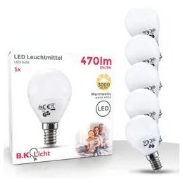 B.K.LICHT LED-Leuchtmittel, Energieeffizienz: F (A-G), wei&szlig;, L:8,1cm &Oslash;:4,6cm, Leuchtmittel, LED-Lampe Gl&uuml;hbirne 5 Watt 470 Lumen 3.000 Kelvin Energiesparlampe