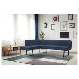 Eckbank exxpo - SOFA FASHION "Americano", blau (navy), B:270cm H:83cm T:197cm, Sitzb&auml;nke, Eckbank, mit Keder und Metallf&uuml;&szlig;en, Bezug in verschiedenen Qualit&auml;ten
