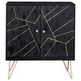 Kommode GUTMANN FACTORY "Scan", schwarz, B:80cm H:87cm T:43cm, Massivholz, Sideboards, Kommode, mit modernen Haarnadel Beinen