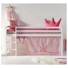 Hochbett Hoppekids "ECO Dream, Kinderbett, Spielbett, Halbhohes Bett aus Massivholz", rosa (wei&szlig;, prinzessin rosa), B:101cm H:105cm L:208cm, Kinderbett: 100% Massivholz: Nordische Kiefer, Vorhang: 100% Baumwolle, Matratzenbezug 100% Baumwolle, Matratze: Schaum, Hochbetten, Hochbett Kinderbett, inkl. Vorhang-Set Creator, Bettgr&ouml;&szlig;e & Matratze w&auml;hlbar