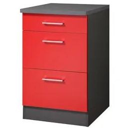 Unterschrank KOCHSTATION "KS-Paris", grau (rot, graphit), B:50cm H:85cm T:60cm, Holzwerkstoff, Schr&auml;nke, Unterschrank, Breite 50 cm