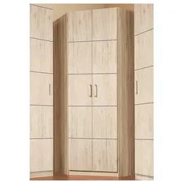 Eckkleiderschrank Priess "Bilbao", braun (struktureichefarben hell), H:193cm T:54cm, Schr&auml;nke, Eckkleiderschrank, mit 3 verschiedenen Fronten