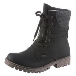 Winterboots Rieker, Damen, Gr. 36, grau (schwarz, anthrazit), Filz, Nubuklederimitat, Schuhe Winterboots, Outdoorboots, Winterstiefelette, Profilsohle, mit TEX-Membran