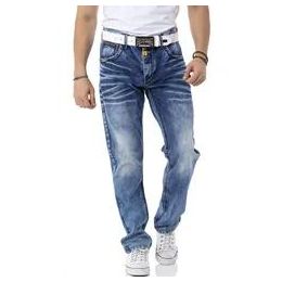 Cipo & Baxx Regular-fit-Jeans CIPO & BAXX, Herren, Gr. 38, L&auml;nge 34, blau (mid blau used), Denim/Jeans, Obermaterial: 100% Baumwolle, Abriebeffekte, Jeans