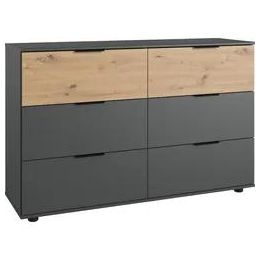 Schubkastenkommode wimex "Gibraltar", grau (artisan, eiche, nachbildung, graphit), B:130cm H:83cm T:41cm, Holzwerkstoff, Sideboards