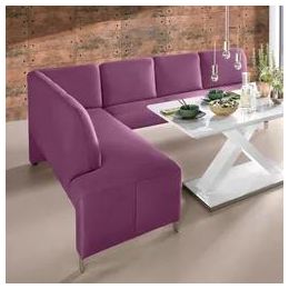 Eckbank exxpo - SOFA FASHION "Intenso, modern, wahlweise in Leder oder Textil, 264/197 cm (B/T)", pink (fuchsia), B:264cm H:91cm T:197cm, NaturLeder;Strukturstoff (Zusammensetzung: Polyester 100%);Luxus-Microfaser (Zusammensetzung: Aufgeflockte 100% Polyester Schicht mit Pr&auml;gung);Cord (Zusammensetzung: Polyester 100%), Sitzb&auml;nke, Eckbank, hohe Bodenfreiheit, frei im Raum stellbar, hoher Sitzkomfor