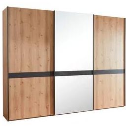 Schwebet&uuml;renschrank Wiemann "Rialto", grau (bianco, eiche, nachbildung, graphit, kristallspiegel), B:295,2cm H:236cm T:67cm, Schr&auml;nke, Schwebet&uuml;renschrank, hochwertige Dekorfront mit Spiegelt&uuml;r