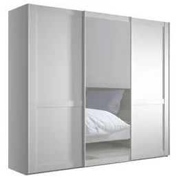 Schwebet&uuml;renschrank Wiemann "G&ouml;teborg", wei&szlig; (wei&szlig;, kristallspiegel), B:246,3cm H:220cm T:67cm, Glas, Holzwerkstoff, Schr&auml;nke, Schwebet&uuml;renschrank, Querriegel und Griffleisten im Korpusfarbton, inkl. Spiegel