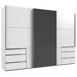 Schwebet&uuml;renschrank wimex "Level by fresh to go", wei&szlig; (wei&szlig;, grauglas), B:300cm H:216cm T:65cm, Schr&auml;nke, Schwebet&uuml;renschrank, mit Glast&uuml;r