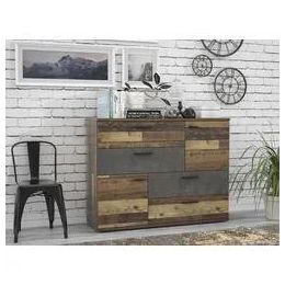 Kommode FORTE "Skive", braun (old wood vintage, betonoptik), B:125cm H:95,9cm T:41,3cm, Sideboards, Kommode, Breite ca. 125 cm