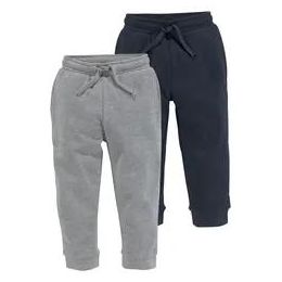 Sweathose Kidsworld "2er Pack Jogginghosen", Jungen, Gr. 128/134, N-Gr, blau (graumeliert, marine), angeraute Sweatware, Obermaterial: 100% Baumwolle. Obermaterial Melange: 85% Baumwolle, 15% Viskose, unifarben, Basic lang, Hosen Sweathose, immer eine passende Hose dabei