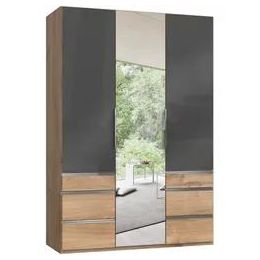 Kleiderschrank wimex "Level by fresh to go", grau (plankeneichefarben, grauglas), B:150cm H:216cm T:58cm, Schr&auml;nke, Kleiderschrank Dreht&uuml;renschrank, mit Glas-und Spiegelt&uuml;ren